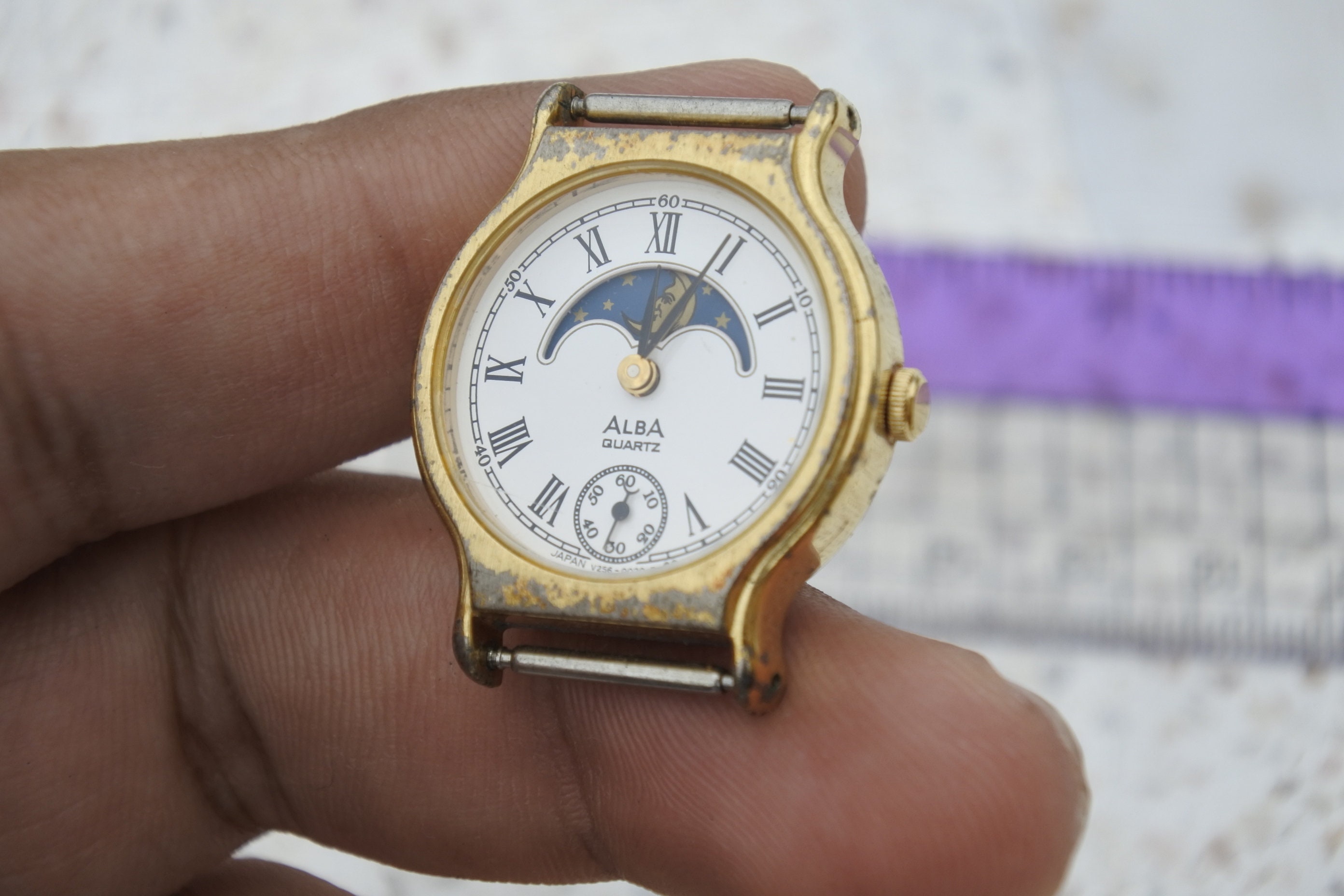 Vintage Alba V256 0020 Sun Moon Dial Lady Quartz Wrist Watch - Etsy