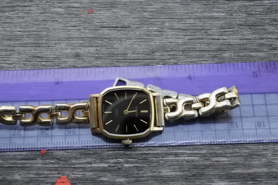 Vintage Citizen EXCEED Gold Plated Black Dial Lady Qu… - Gem