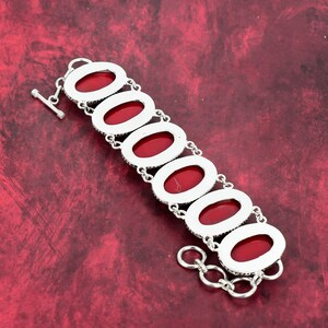 Red Coral Bracelet, 925 Sterling Silver Jewelry, Red Gemstone Bracelet ...
