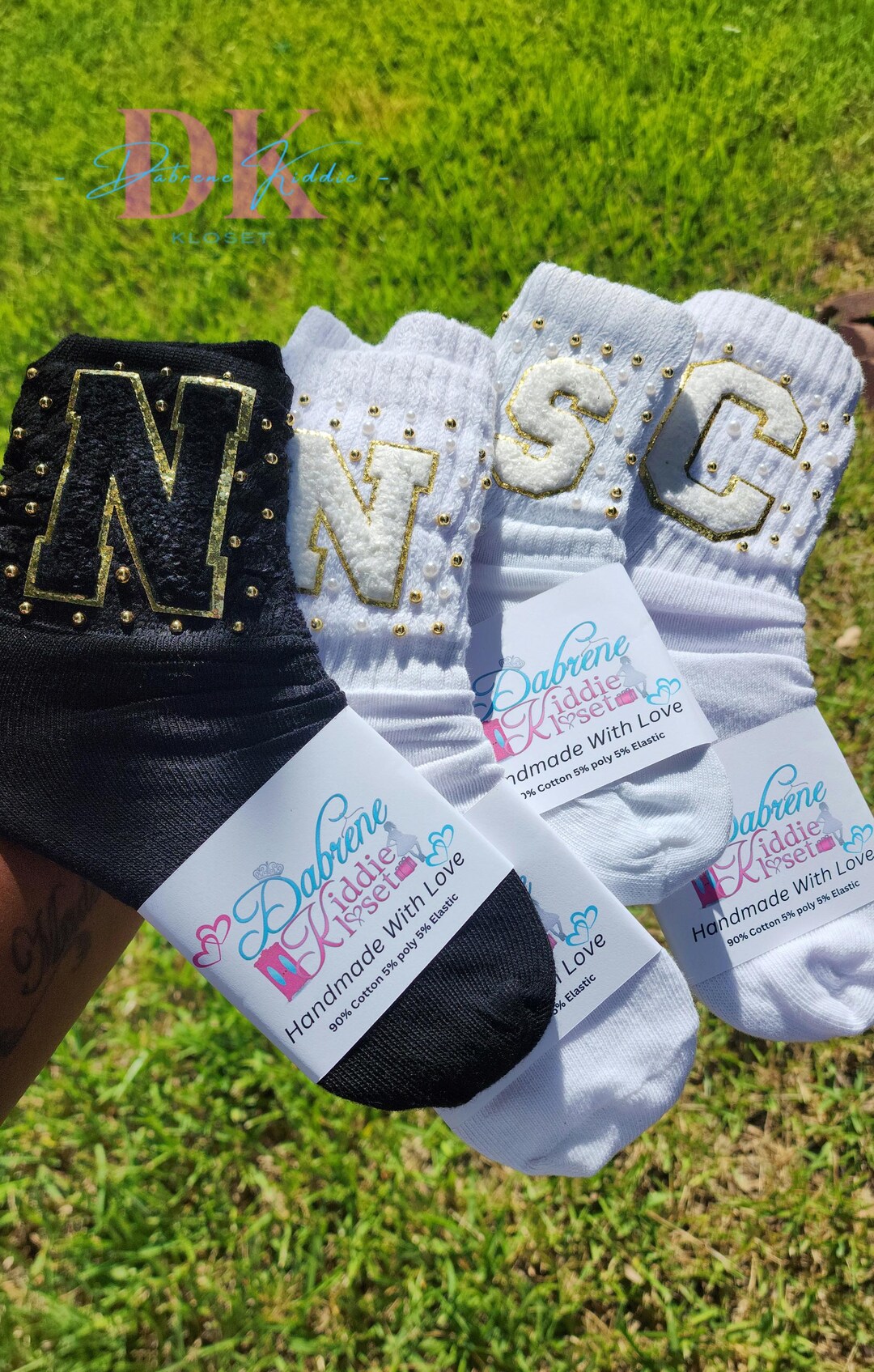 Custom Initial Patch Socks: Jeweled Slouch Socks - Etsy