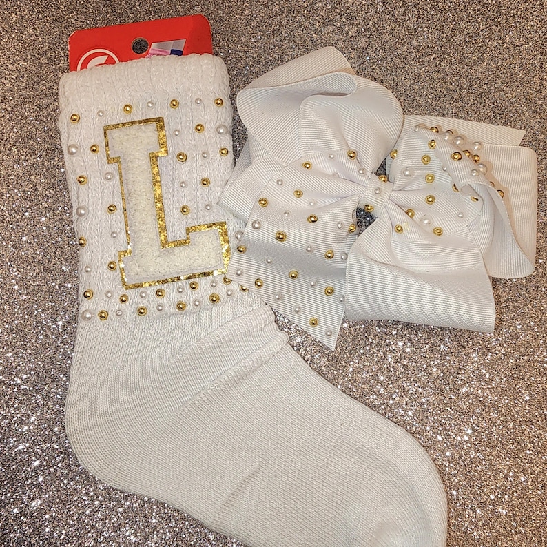 Custom Initial Patch Socks: Jeweled Slouch Socks - Etsy