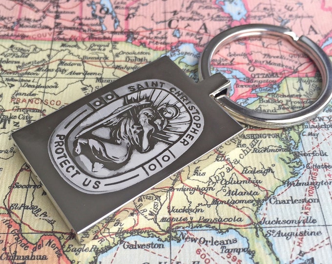 St Christopher Keychain, Saint of Protection Gift, Safe Travel Keyring ...