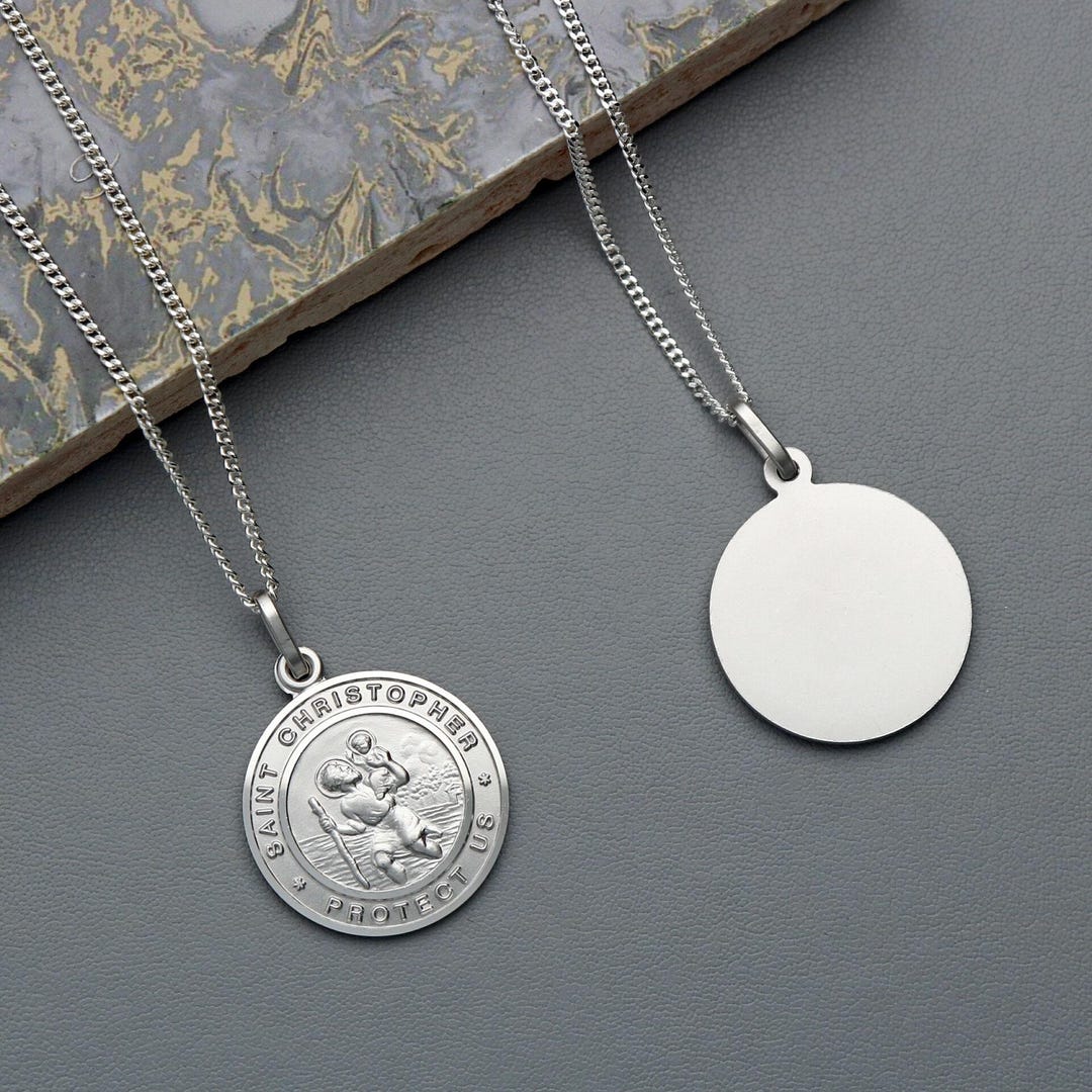 19mm St Christopher Sterling Silver Necklace With Option to Personalise ...