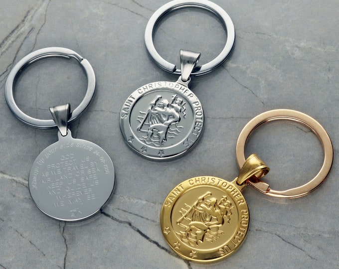 St Christopher Keyring Bronze Metal Key Chain Gift Boxed - Etsy