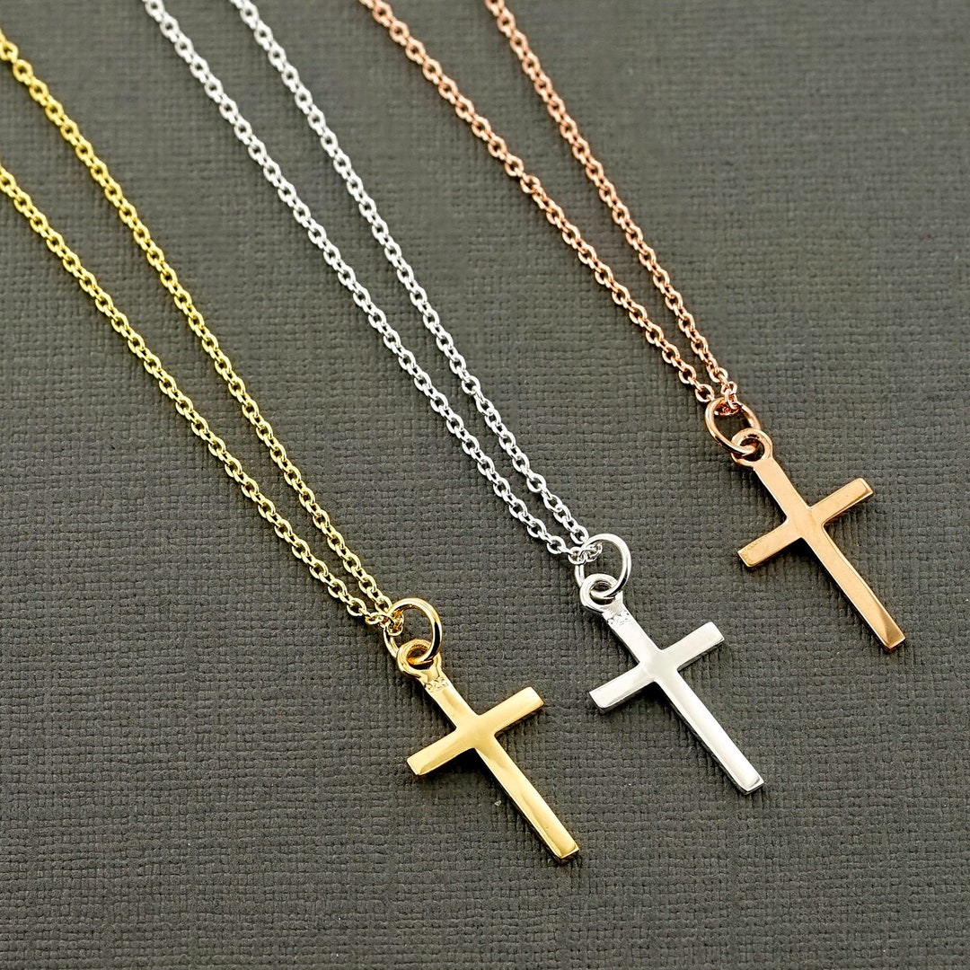 Girls Cross Necklace Girls Necklace Silver Cross Necklace Pendant Necklace Gold Cross Rose
