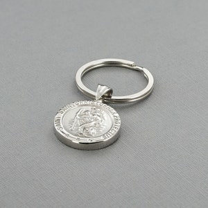 Saint Christopher Keyring, St Christopher Keychain, Round Steel St ...