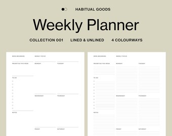 Weekly Planner to Do List Week at a Glance Schedule - Etsy