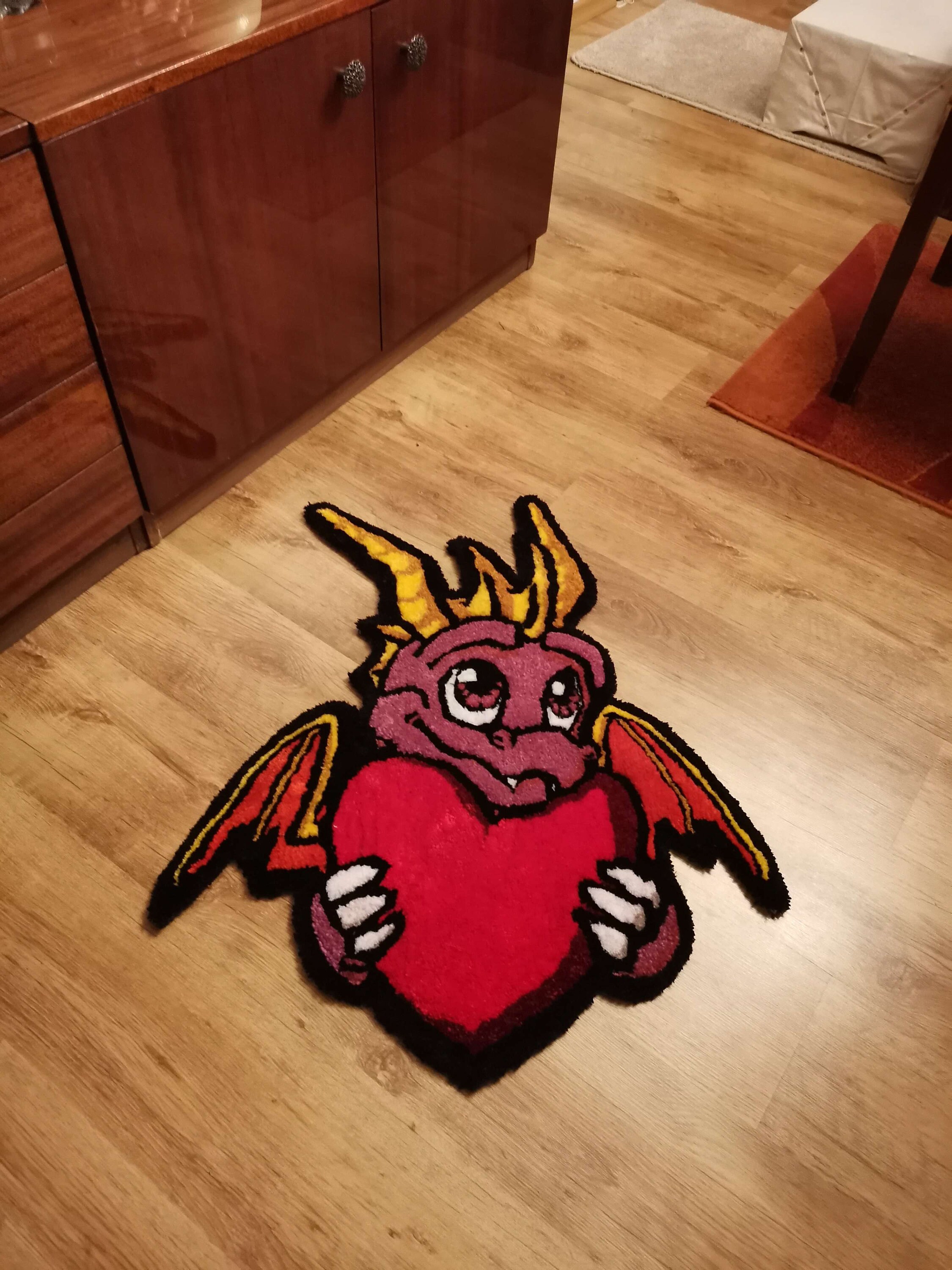 Dragon With Heart Handmade Tufted Rug | Multiple Sizes | 100% Handmade ...
