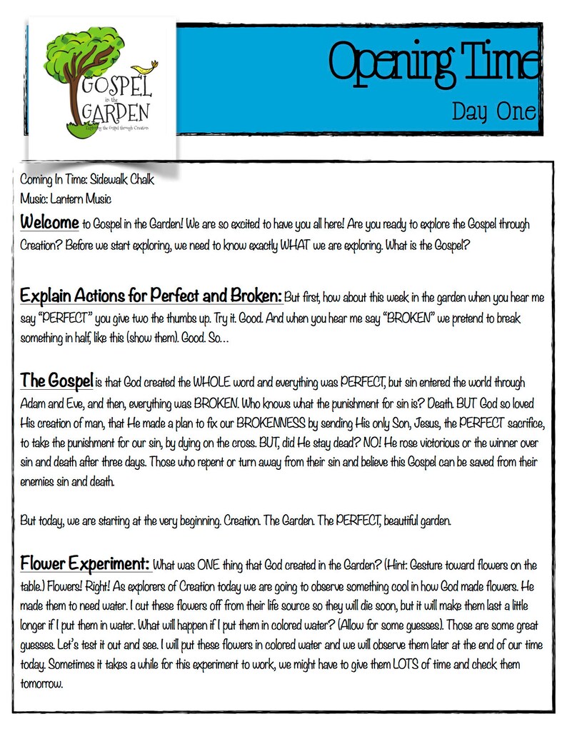 Gospel in the Garden Vbs or Backyard Bible Club Curriculum - Vacation ...