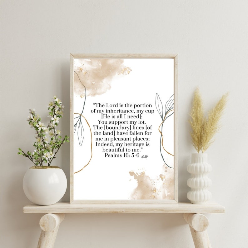 Psalm 16 Bible Verse Digital Artwork Inheritance in Christ the Lord is ...