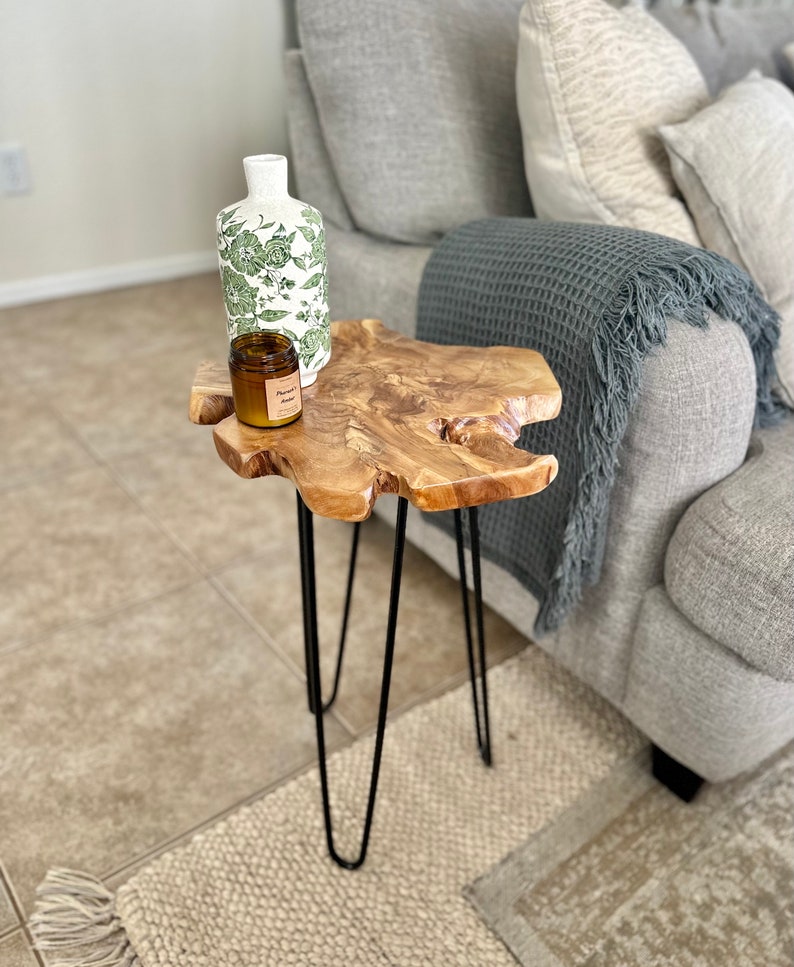Live-edge Teak Root Wood Slab Table | End Table | Coffee Table ...