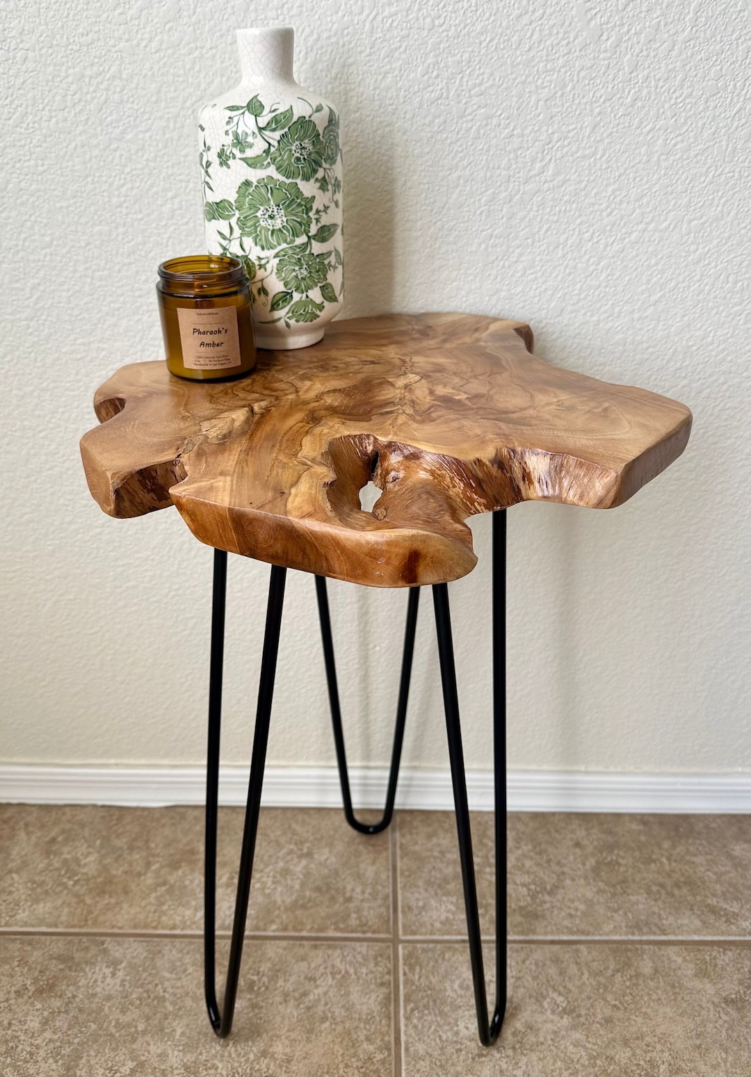 Live-edge Teak Root Wood Slab Table | End Table | Coffee Table ...