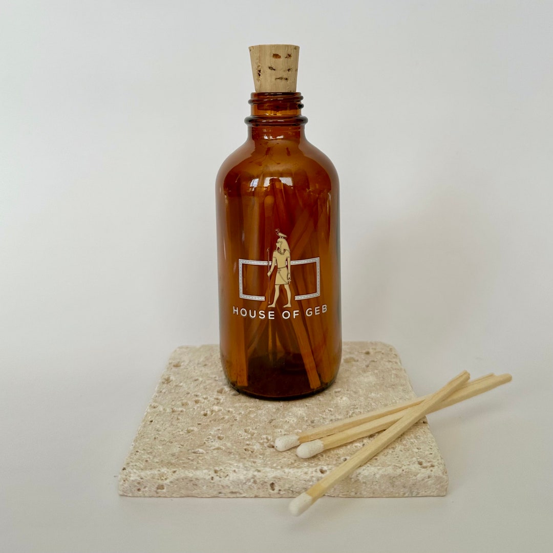Matches in Amber Glass Bottle & Striker 3 Inch Large Matchsticks 50 ...