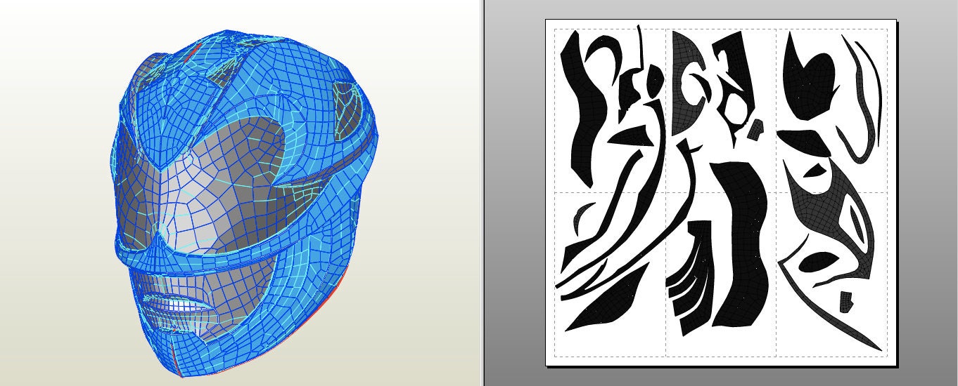 Power Rangers 2017 Blue Ranger Helmet Pepakura Foam File - Etsy