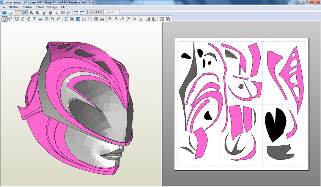 Power Rangers 2017 Pink Ranger Helmet Pepakura Foam File - Etsy