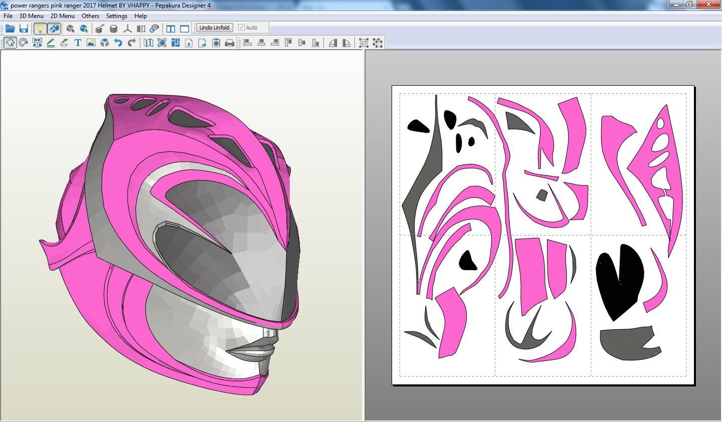 Power Rangers 2017 Pink Ranger Helmet Pepakura Foam File - Etsy