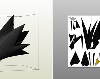 Tokoyami Foam Head Template | Fumikage Helmet, Pepakura Unfold Pattern ...