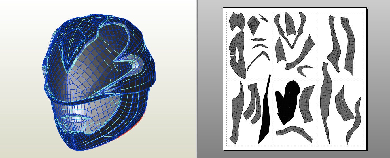 Power Rangers 2017 Black Ranger Helmet Pepakura Foam File - Etsy