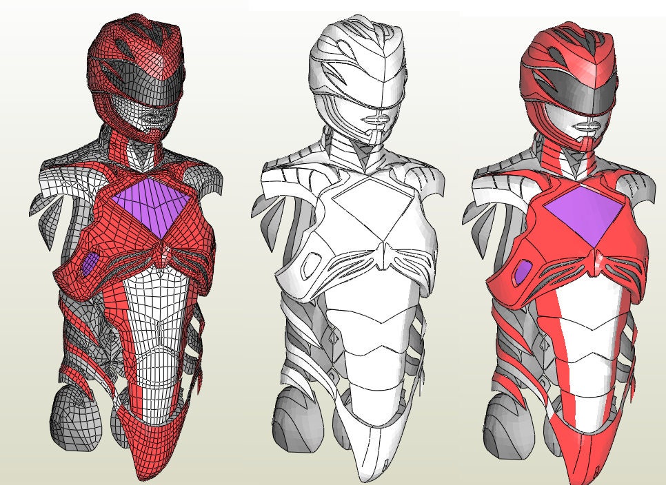 Power Rangers 2017 modelo 3d Red Ranger Full Suit pepakura - Etsy España
