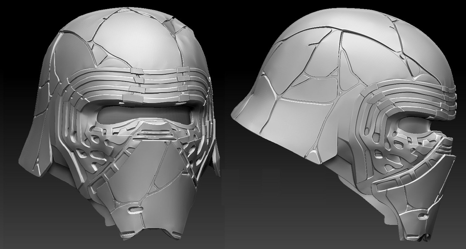 Kylo Ren Helmet Broken 3d Printer File Etsy