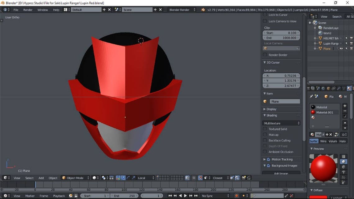 Lupin Ranger Red Helmet 3D - Etsy UK