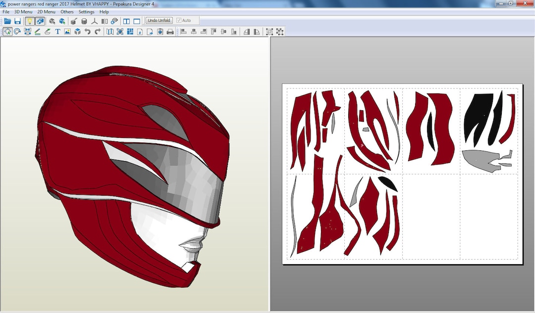 Power Rangers 2017 Red Ranger Helmet Pepakura Foam File - Etsy