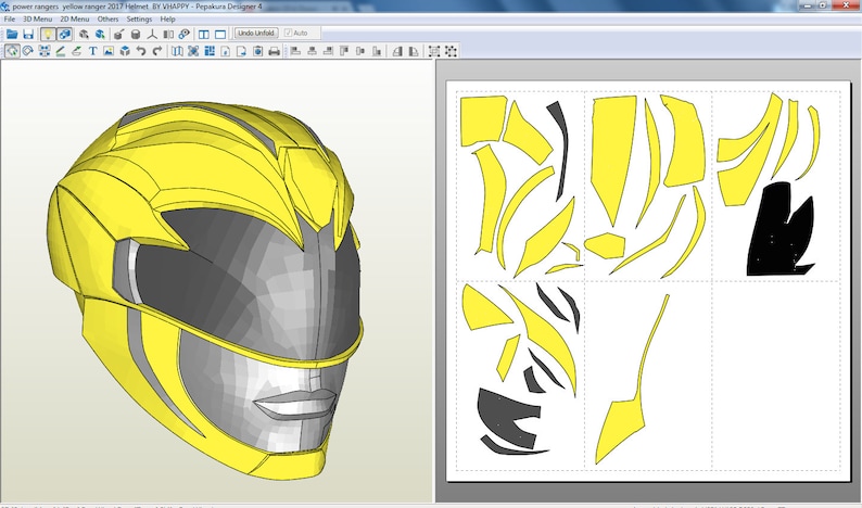 Power Rangers 2017 Yellow Ranger Helmet Pepakura Foam File - Etsy