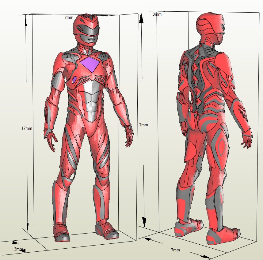 Power Rangers 2017 modelo 3d Red Ranger Full Suit pepakura - Etsy España