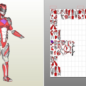 Power Rangers 2017 3d Model Red Ranger Full Suit Pepakura Foam Files - Etsy