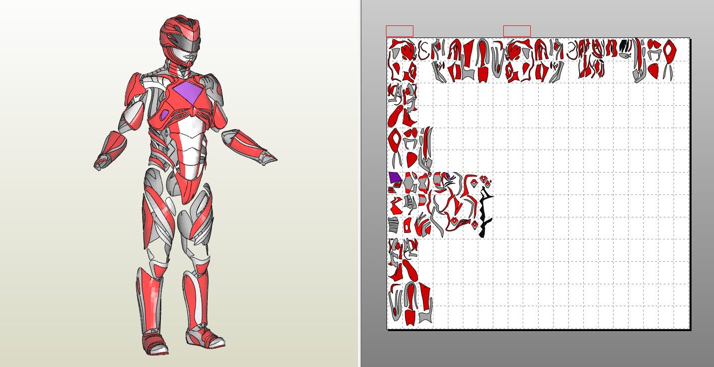 Power Rangers 2017 modelo 3d Red Ranger Full Suit pepakura - Etsy España