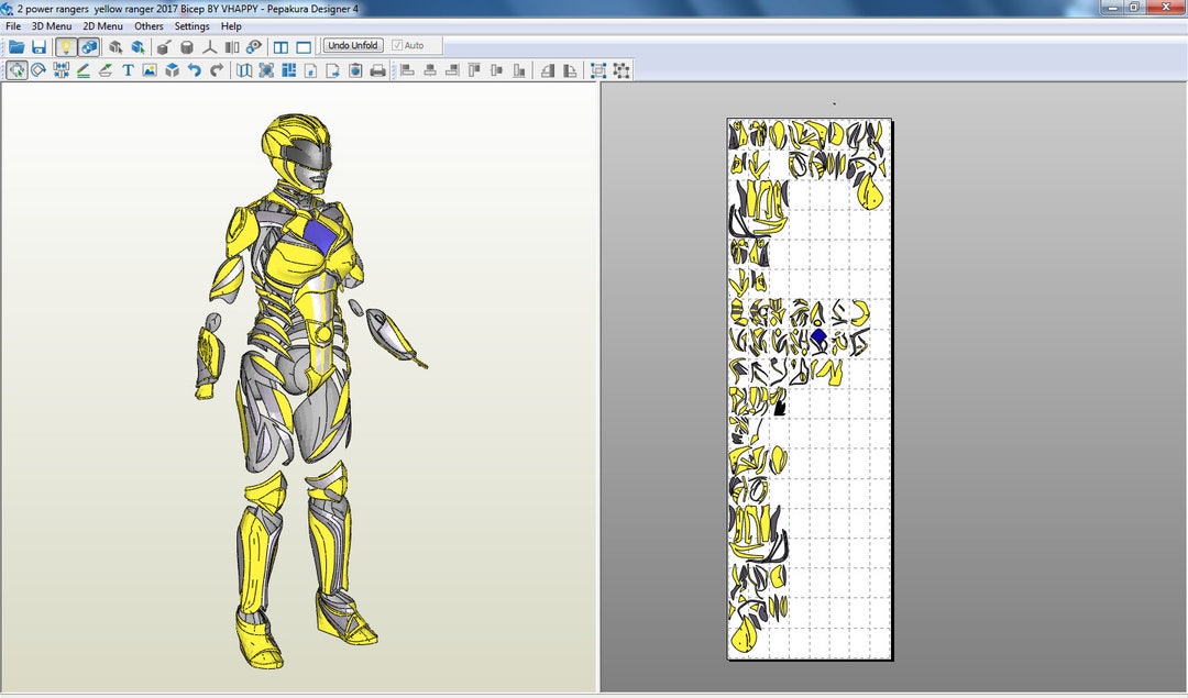 Power Rangers 2017 Yellow Ranger Full Suit Pepakura Foam Files - Etsy
