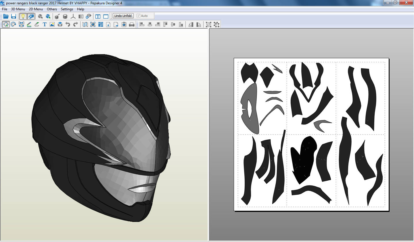Power Rangers 2017 Black Ranger Helmet Pepakura Foam File - Etsy