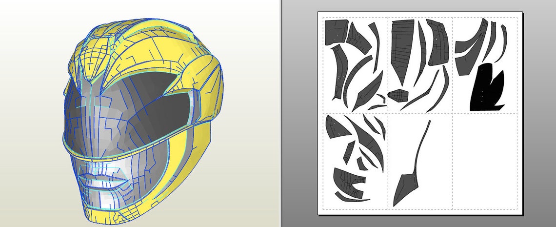 Power Rangers 2017 Yellow Ranger Helmet Pepakura Foam File - Etsy