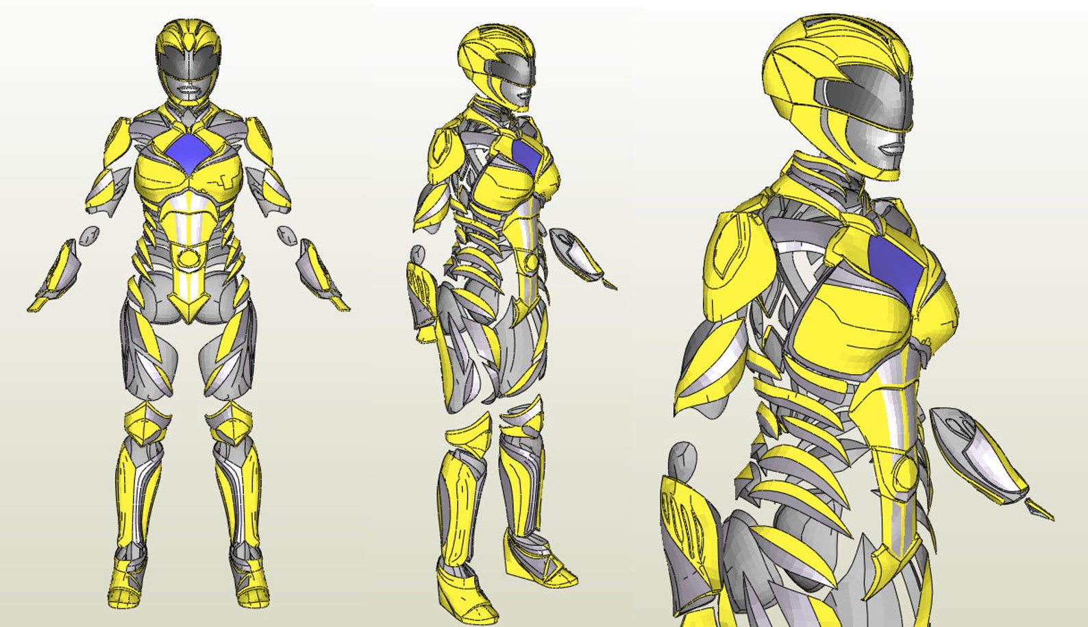 Power Rangers 2017 Yellow Ranger Full Suit Pepakura Foam Files - Etsy