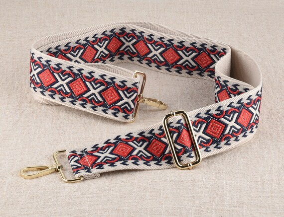 Red Jacquard Strap Bag Straps - Etsy