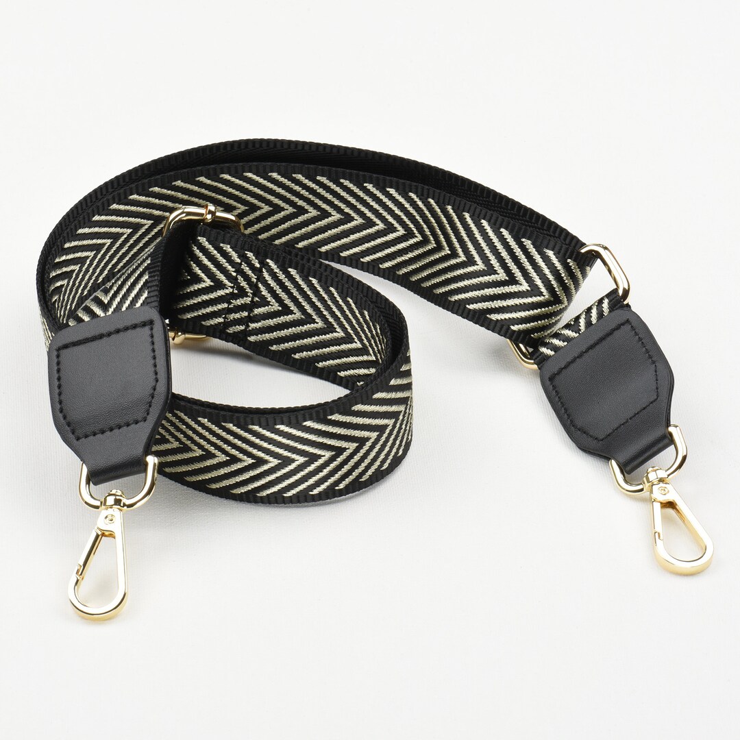 53 Inch Black and Light Gold Adjustable Crossbody Bag Strap - Etsy