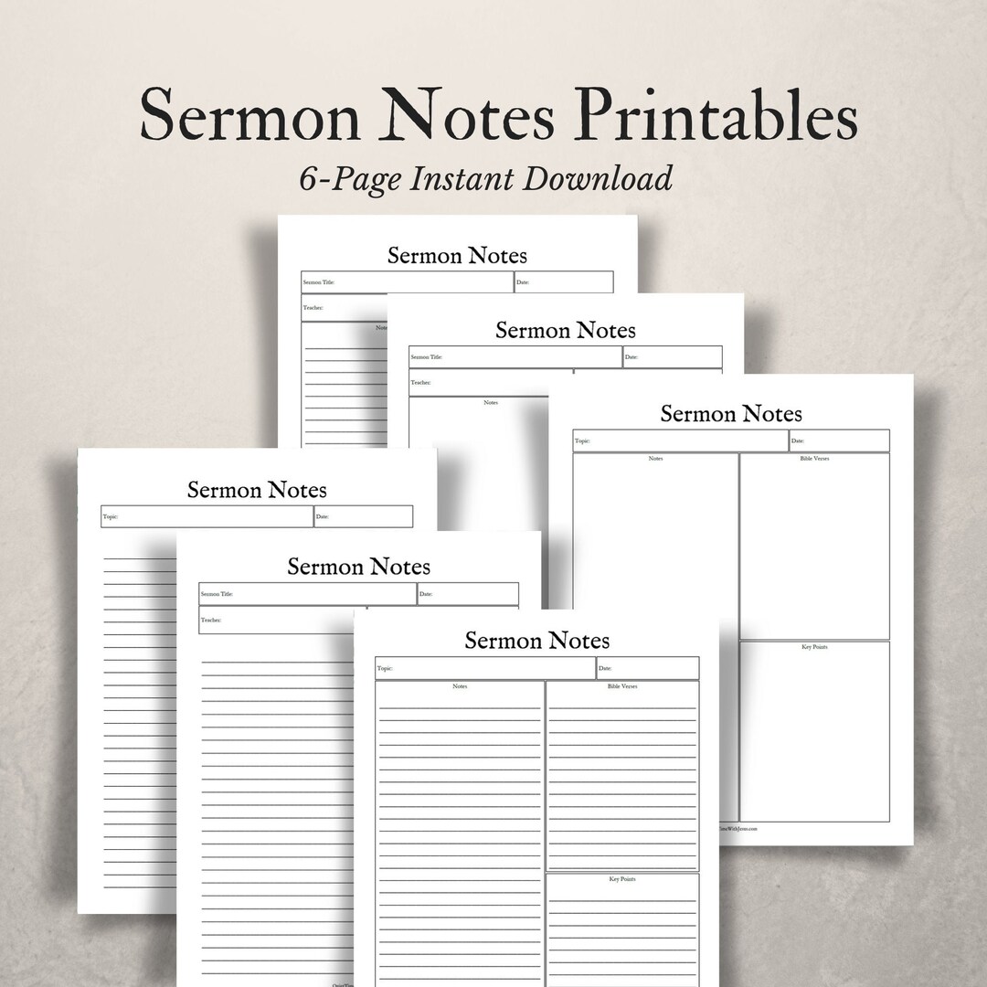 Sermon Notes // Bible Study // Bible Study Journal // Sermon Notes ...