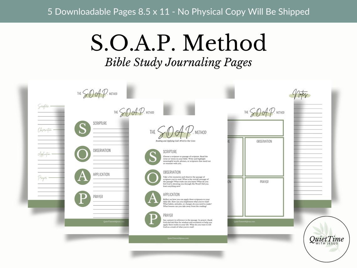 S.O.A.P. Study Method Guide and Bible Study Worksheets, Printable Bible ...