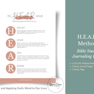 H.E.A.R. Bible Study Method Guide and Worksheets, Printable Guided ...