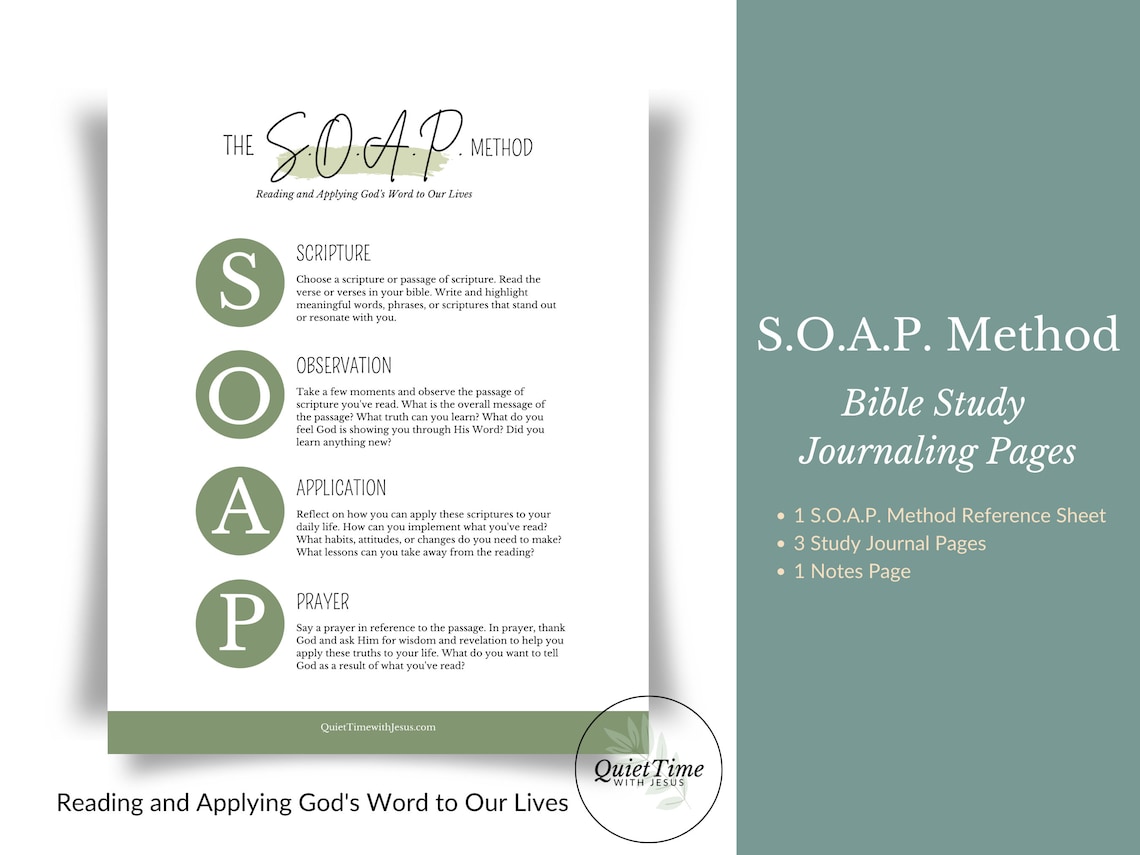 S.O.A.P. Study Method Guide and Bible Study Worksheets, Printable Bible ...