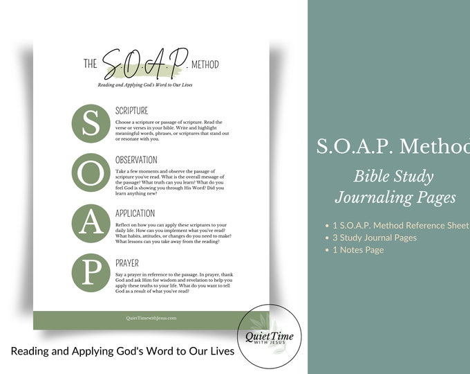 S.O.A.P. Study Method Guide and Bible Study Worksheets, Printable Bible ...
