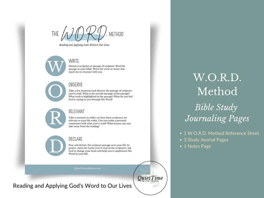 W.O.R.D. Bible Study Method Worksheets, Printable Guided Devotion, 5 ...