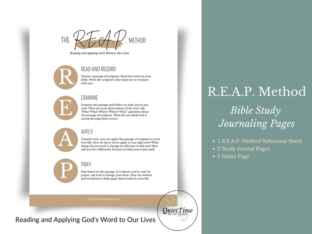 R.E.A.P. Bible Study Method Guide and Worksheets, Printable Guided ...