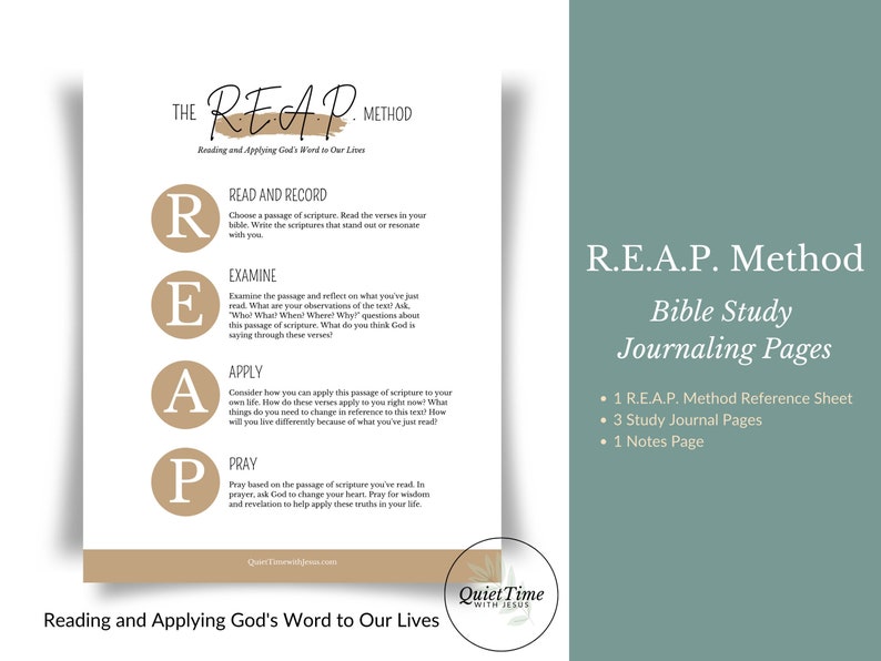 R.E.A.P. Bible Study Method Guide and Worksheets, Printable Guided ...