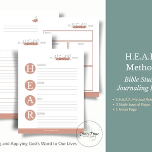 H.E.A.R. Bible Study Method Guide and Worksheets, Printable Guided ...