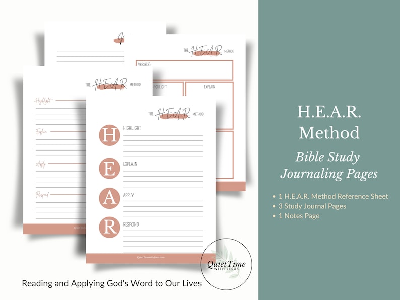 H.E.A.R. Bible Study Method Guide and Worksheets, Printable Guided ...