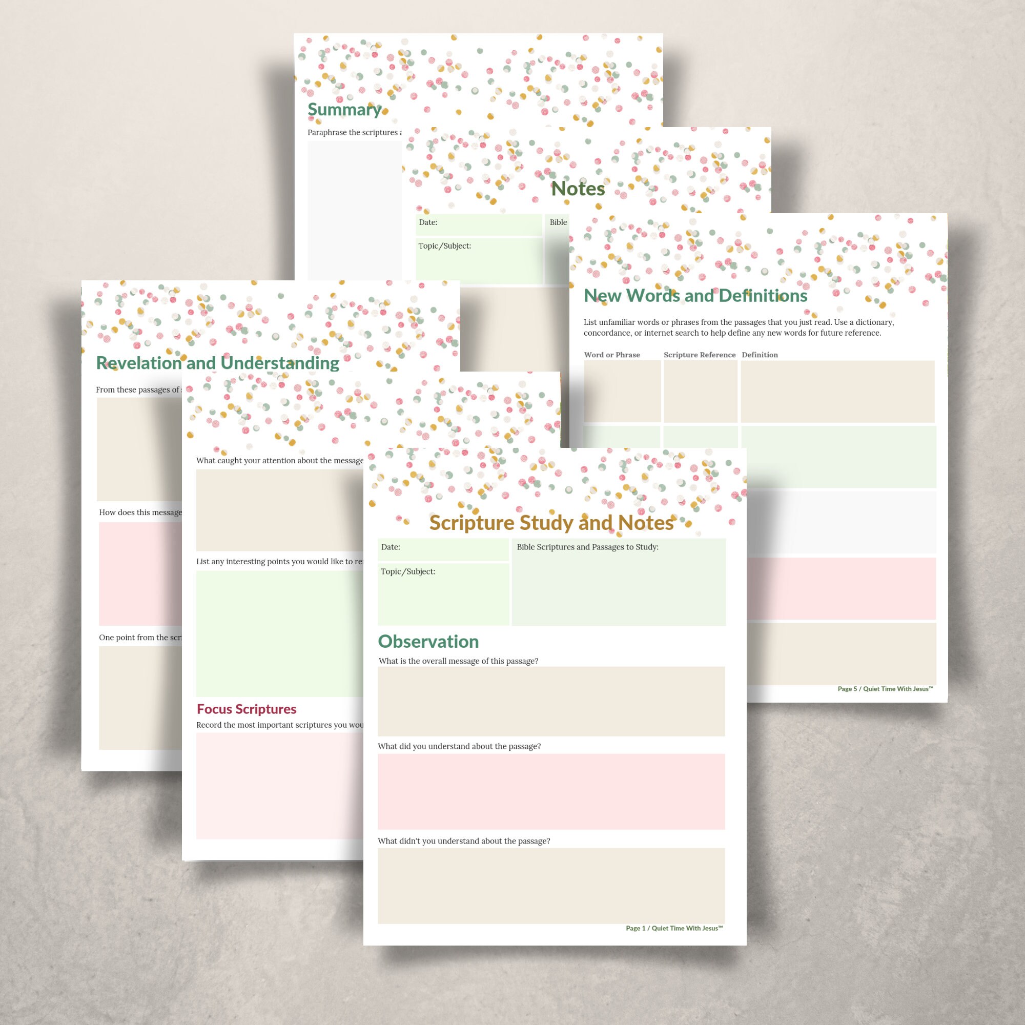 Confetti Notes Faith Based Printable // Bible Journal // Scripture ...