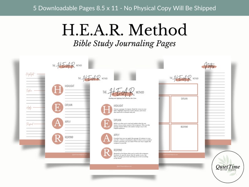 H.E.A.R. Bible Study Method Guide and Worksheets, Printable Guided ...