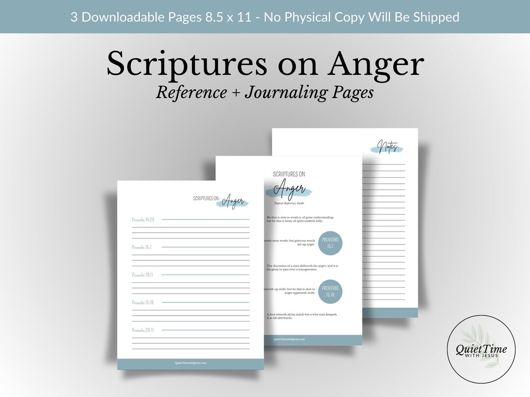 Scriptures on ANGER Topical Reference Guide and Journaling Pages ...