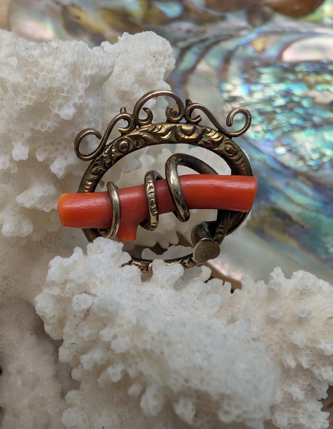 Victorian Coral Lovers Knot Brooch/pendant - Etsy